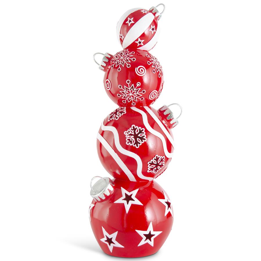 Red & White Resin LED 4 Stacked Ornaments – RSVP Gifts and More